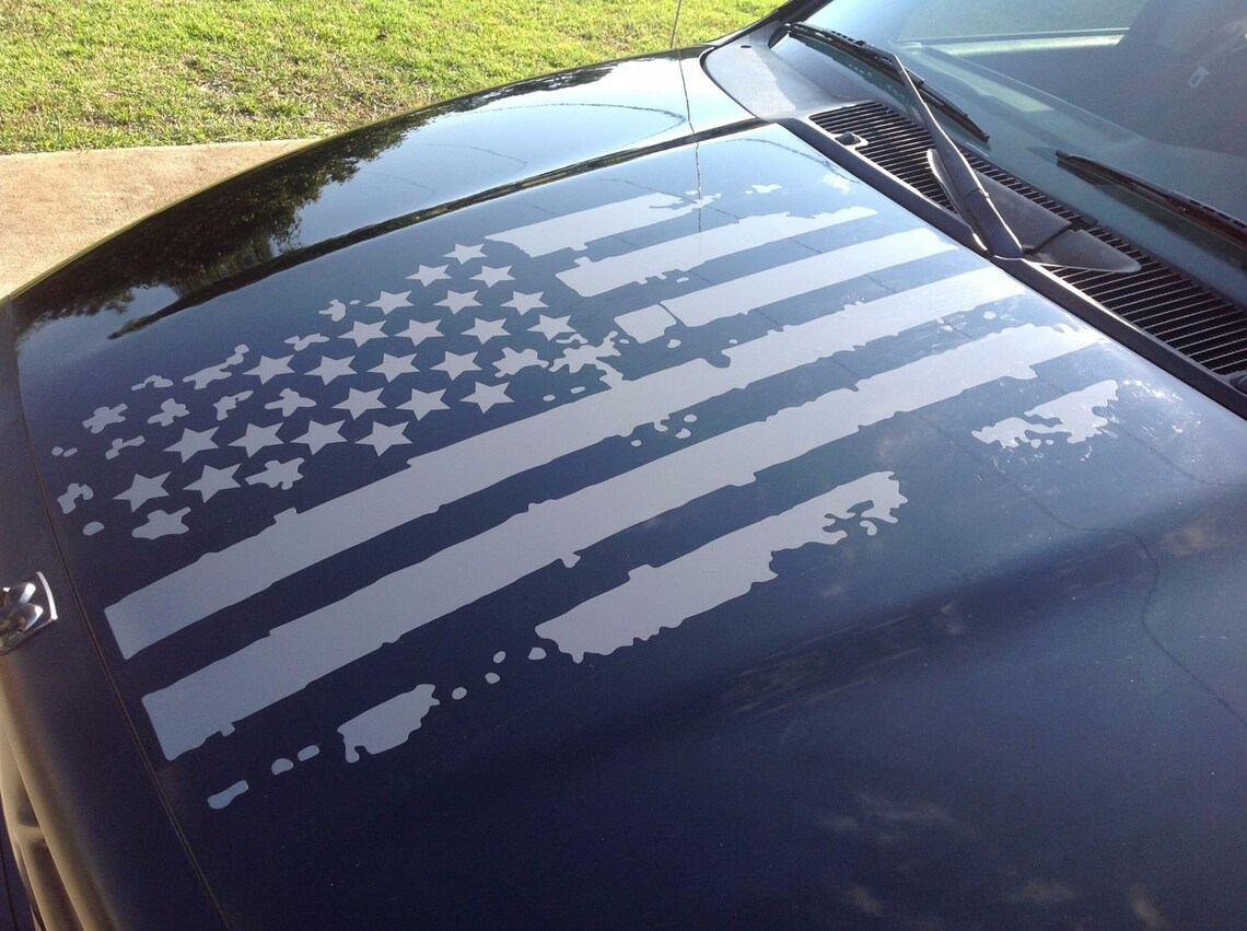 Distress American Flag Hood Decal - Etsy