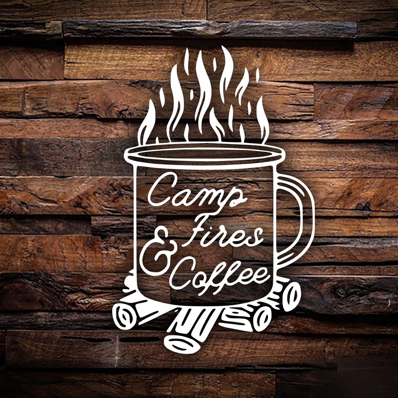 Campfire and Coffee Decal - Etsy
