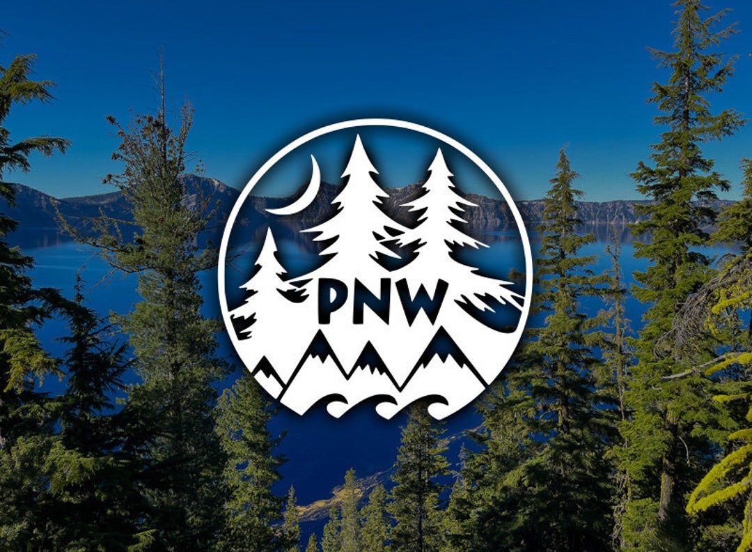 PNW Mountains and Trees Vinyl Decal - Etsy
