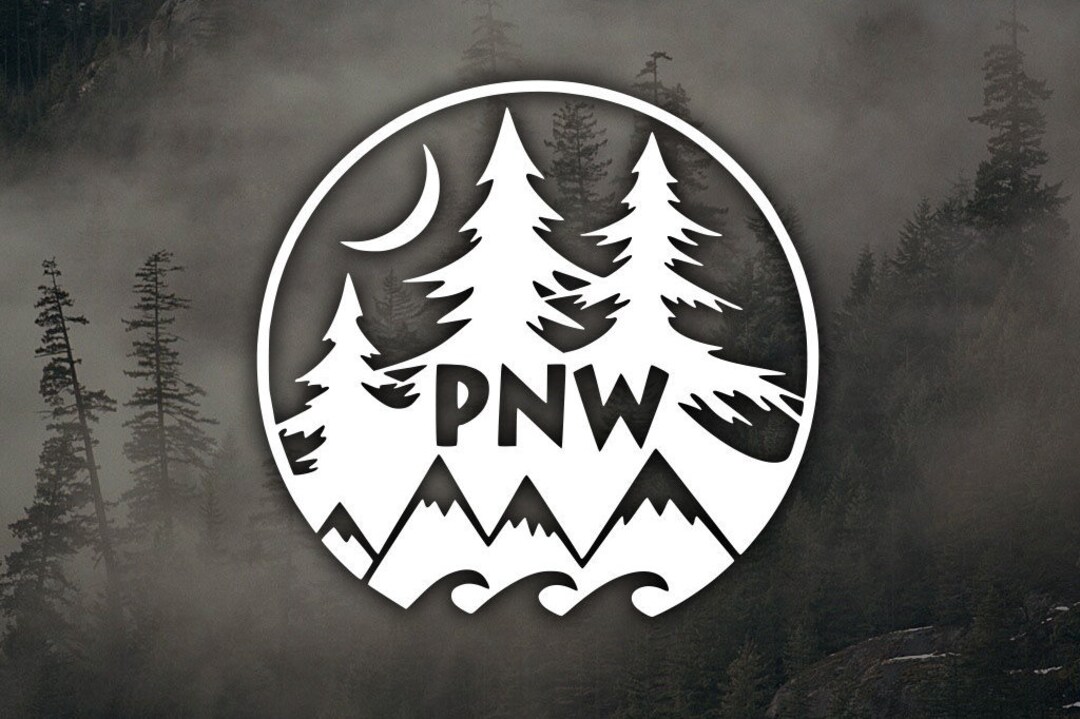 PNW Mountains and Trees Vinyl Decal - Etsy