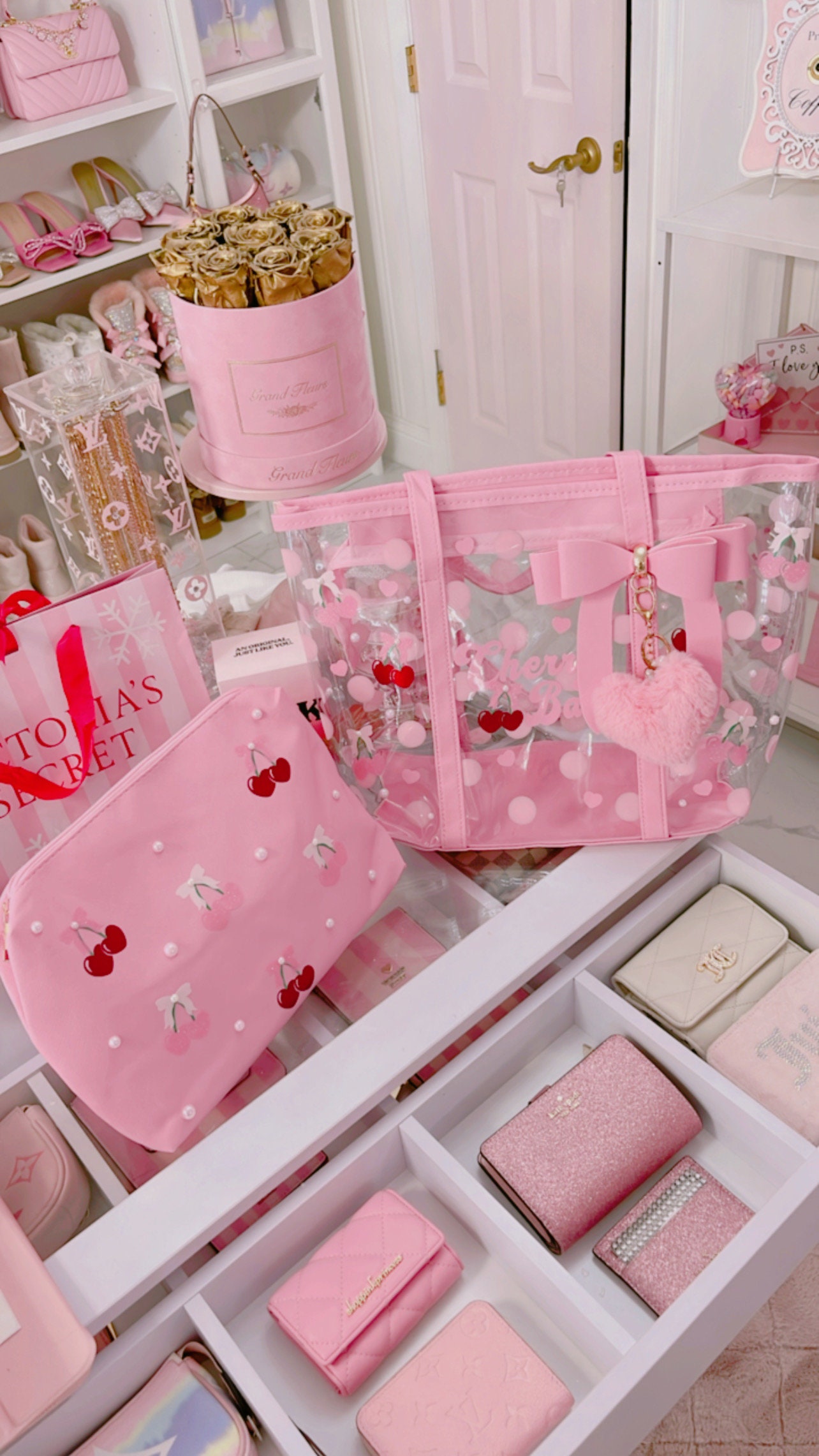 Pink Clear Tote Bag Cherry Theme - Etsy