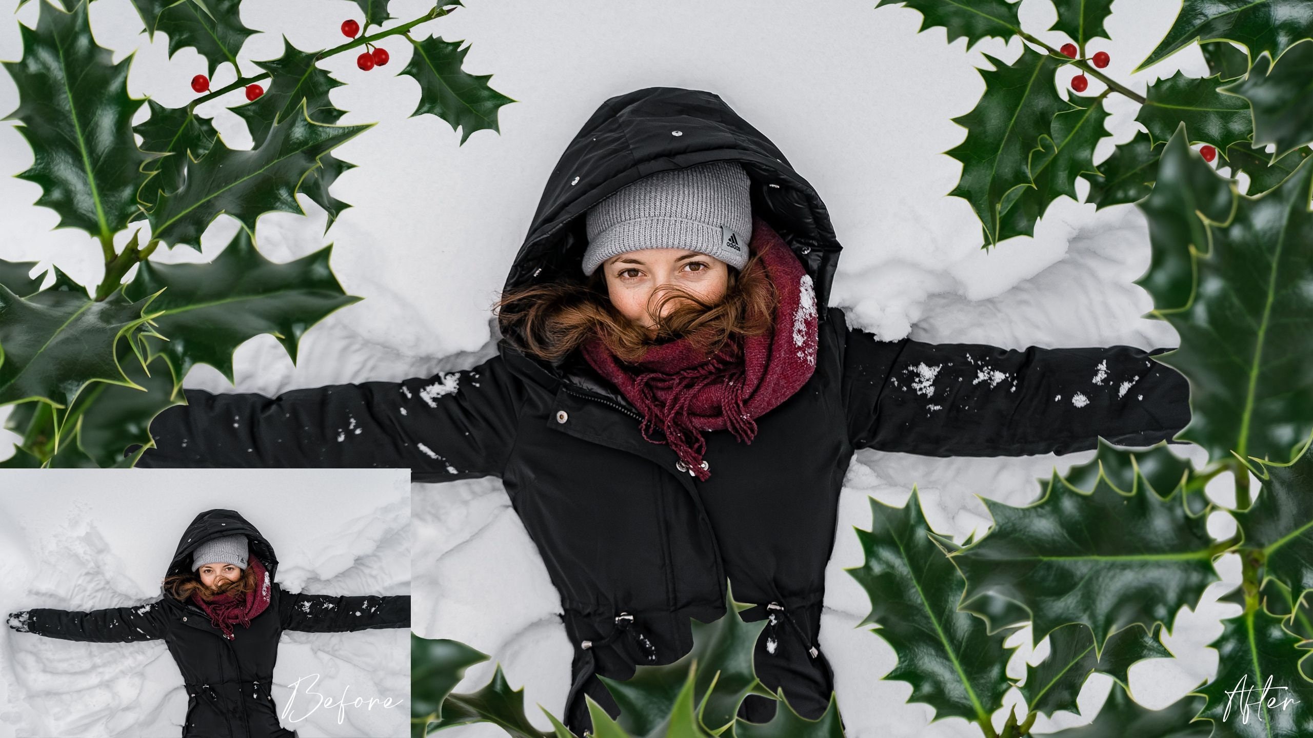 Realistic Holly Photoshop Overlays: 24 Christmas Photo Effects (digital ...