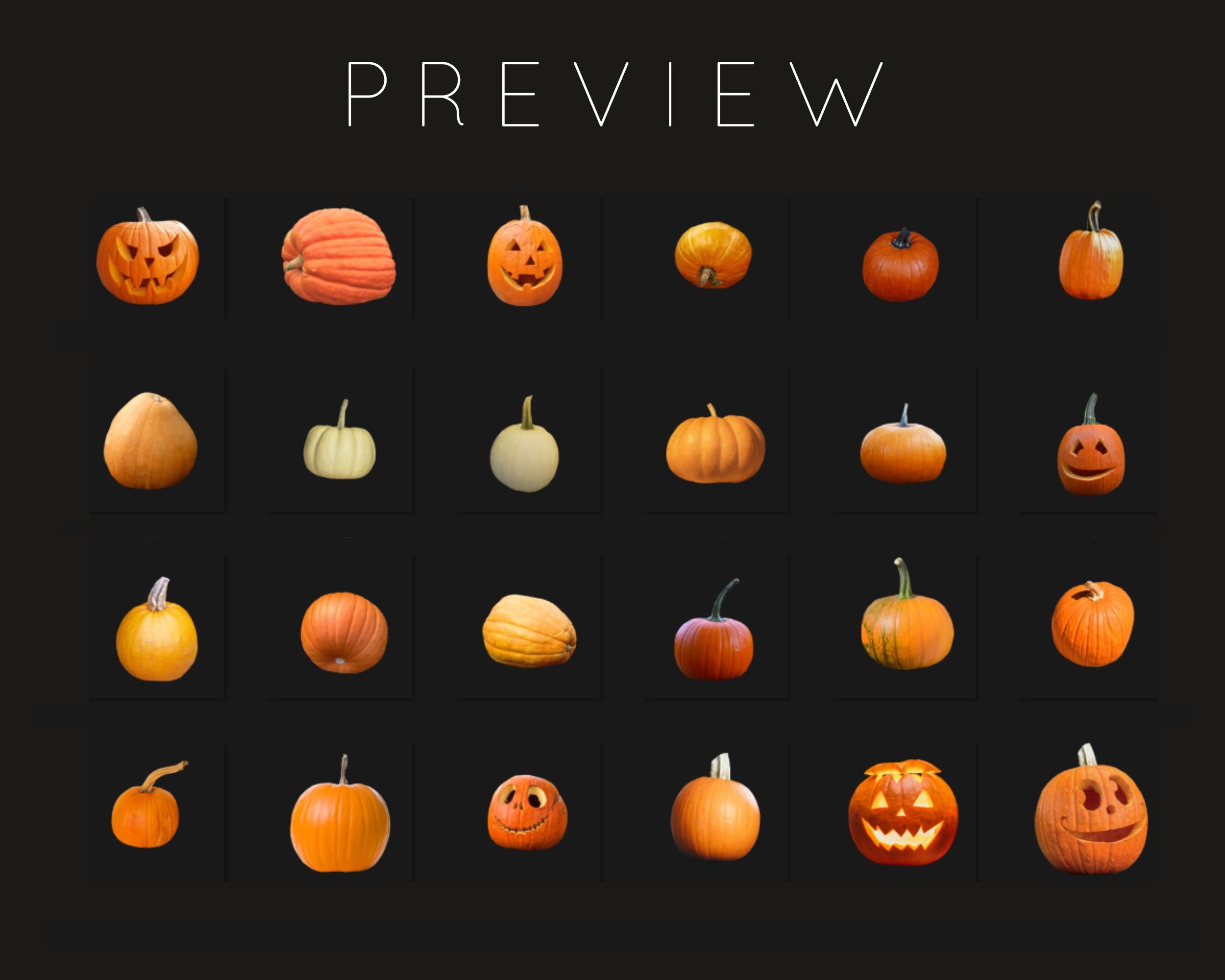 24 Realistic Pumpkin Photoshop Overlays - Transparent PNG, Halloween ...