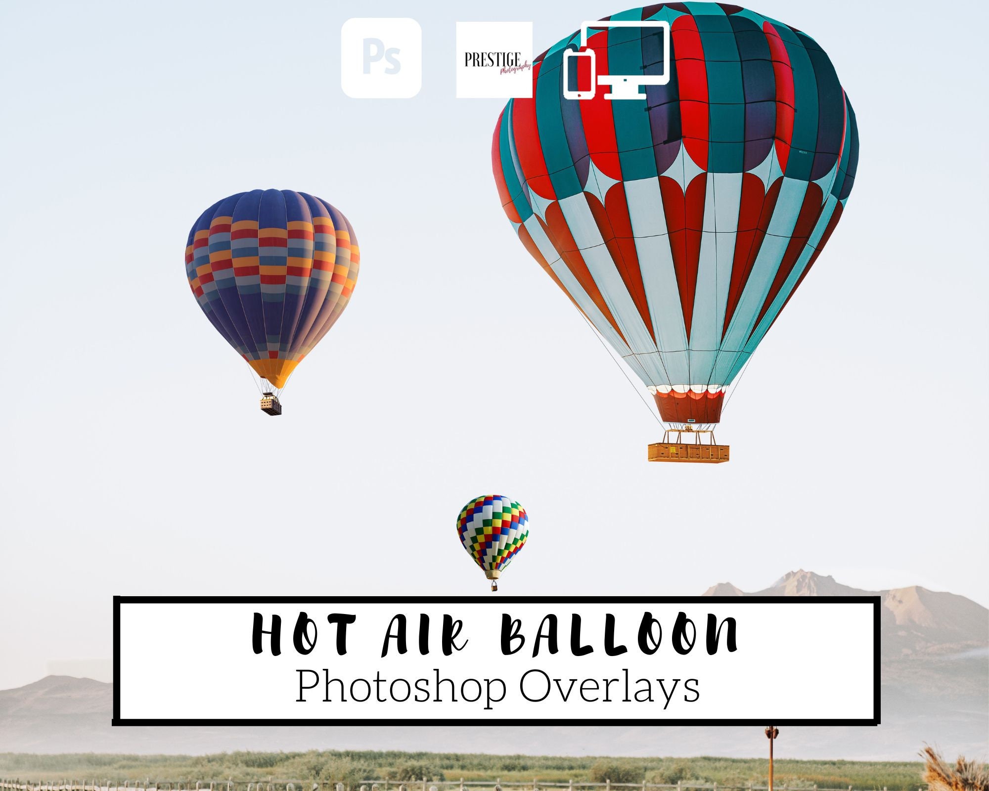 Hot Air Balloon Photoshop Overlays: Realistic PNG Images (digital ...