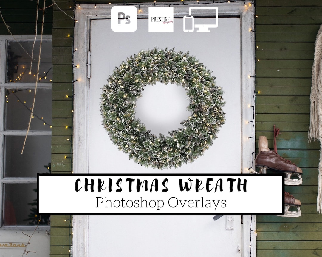 15 Realistic Christmas Wreath Photoshop Overlays: Transparent PNG ...