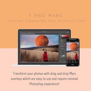 Realistic Mars Photoshop Overlays: Transparent PNG (digital Download ...