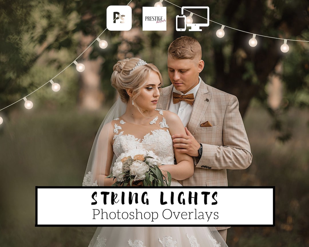 Realistic String Lights Photoshop Overlays: 26 Transparent PNG (digital ...