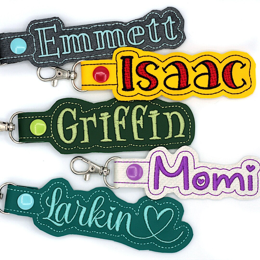 Custom Name Tag Keychain, Personalized Embroidered Key Fob Tab, Name ...