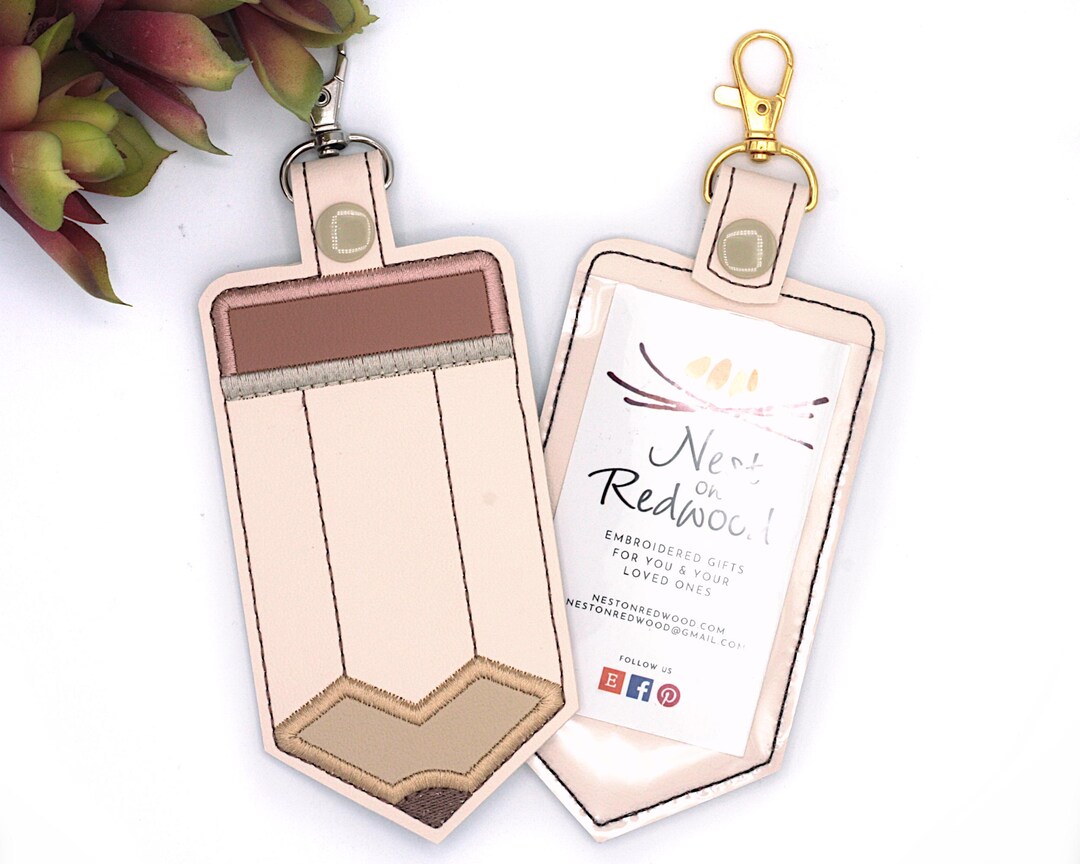 Neutral Pencil Badge Holder, Beige Vertical ID Card Case, Lanyard ...