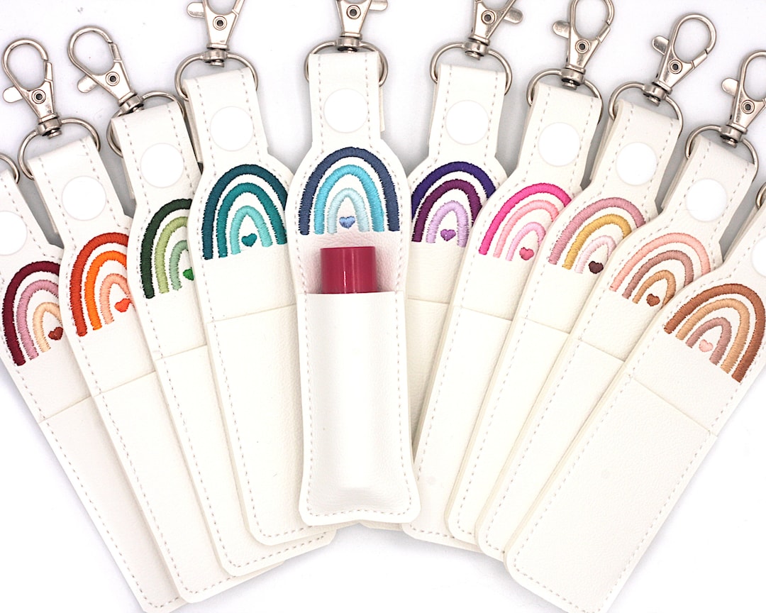 Boho Rainbow Lip Balm Holder, Rainbow Lip Balm Key Chain Case, Lanyard ...