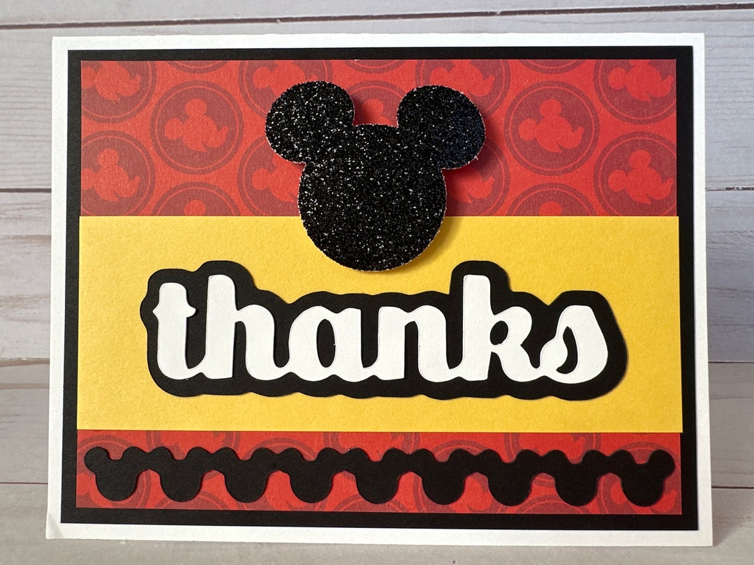 Handmade Thank You Card Disney Mickey Big Thanks - Etsy