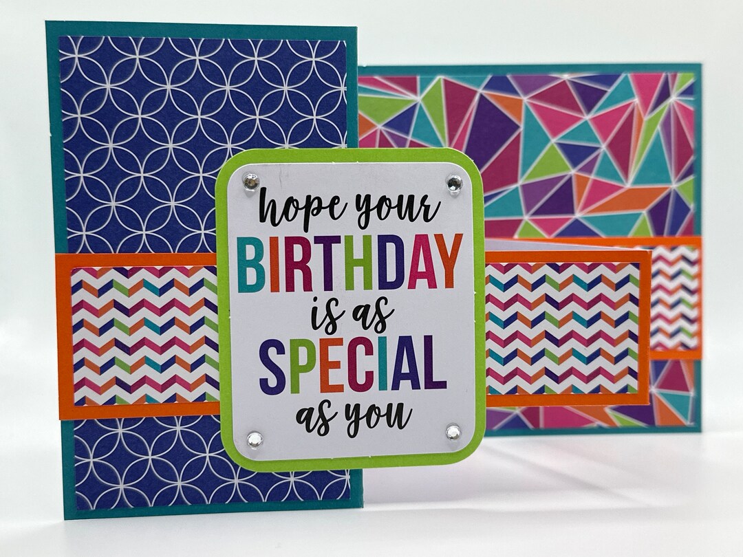 Handmade Birthday Card - Bright Colors - Unique Fun Fold! - Etsy