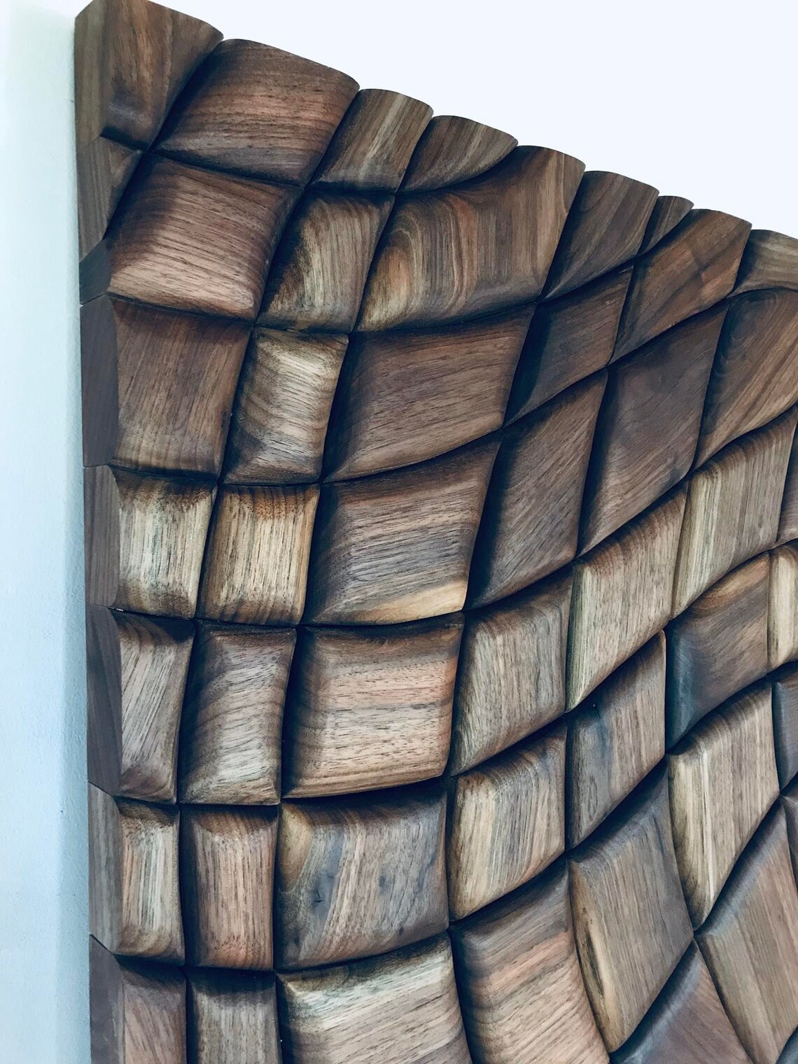 Large Size Hand Sculpted Walnut Wood Wave Wall Art: Large Modern Wood ...