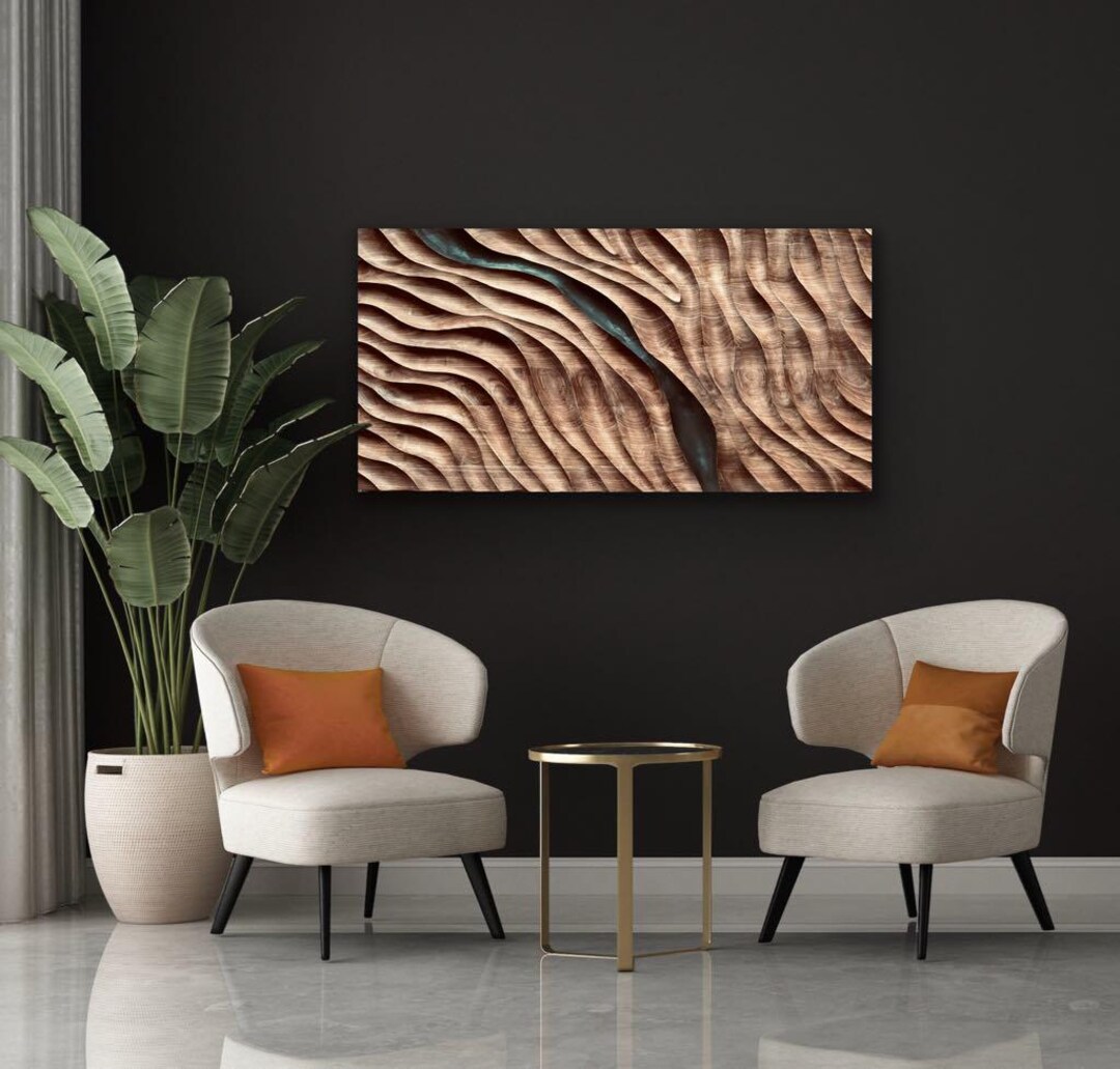 Hand Sculpted Walnut Wave Wall Art: Modern Wood Sculpture - Etsy