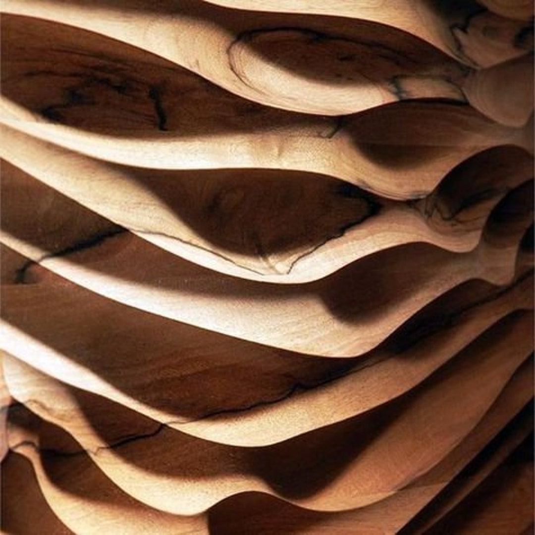 Large Size Handmade Walnut Wood Wave Wall Art: Modern Relief Sculpture ...