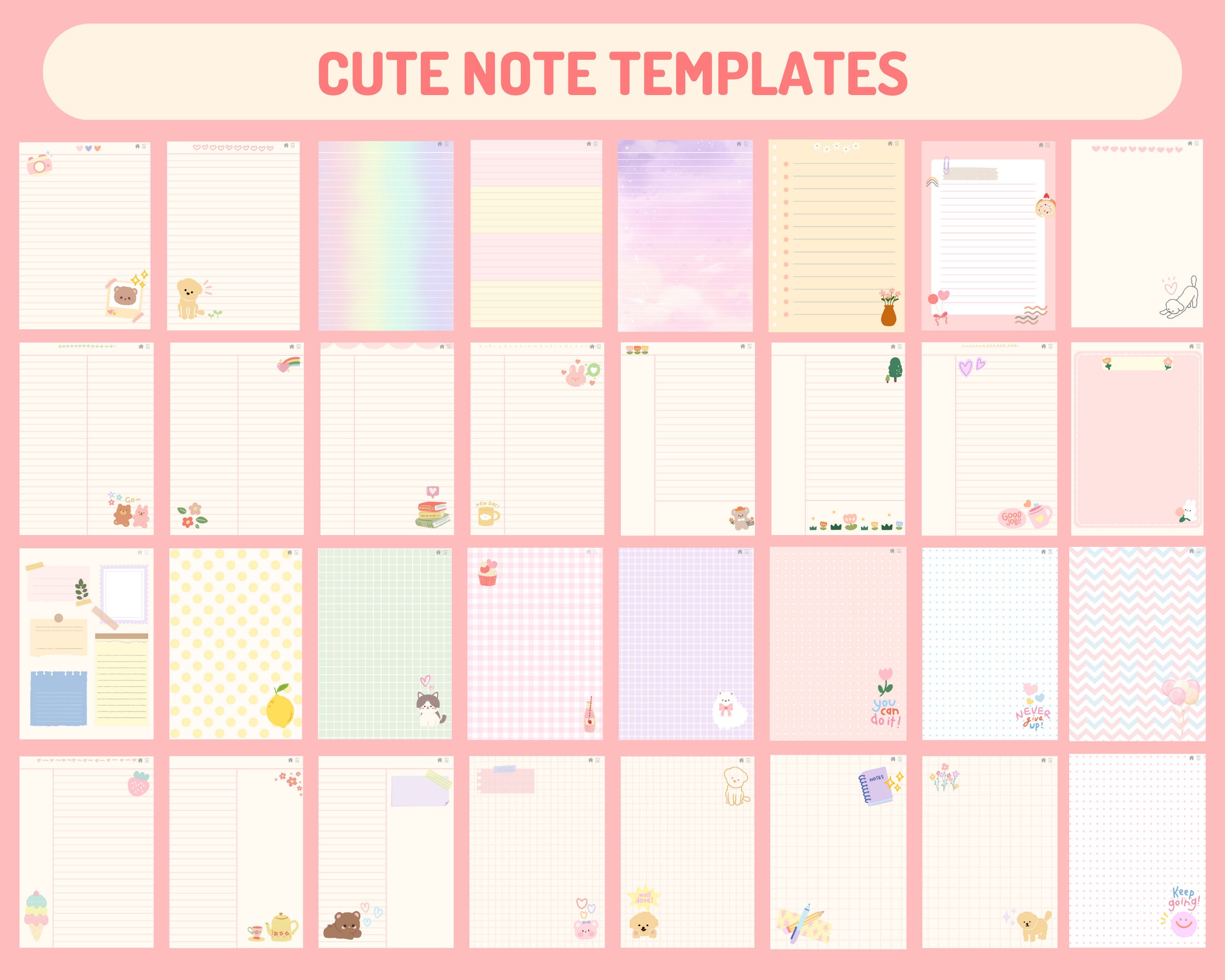 Cute Pink Digital Notebook Bundle Kawaii Digital Stickers for Digital ...
