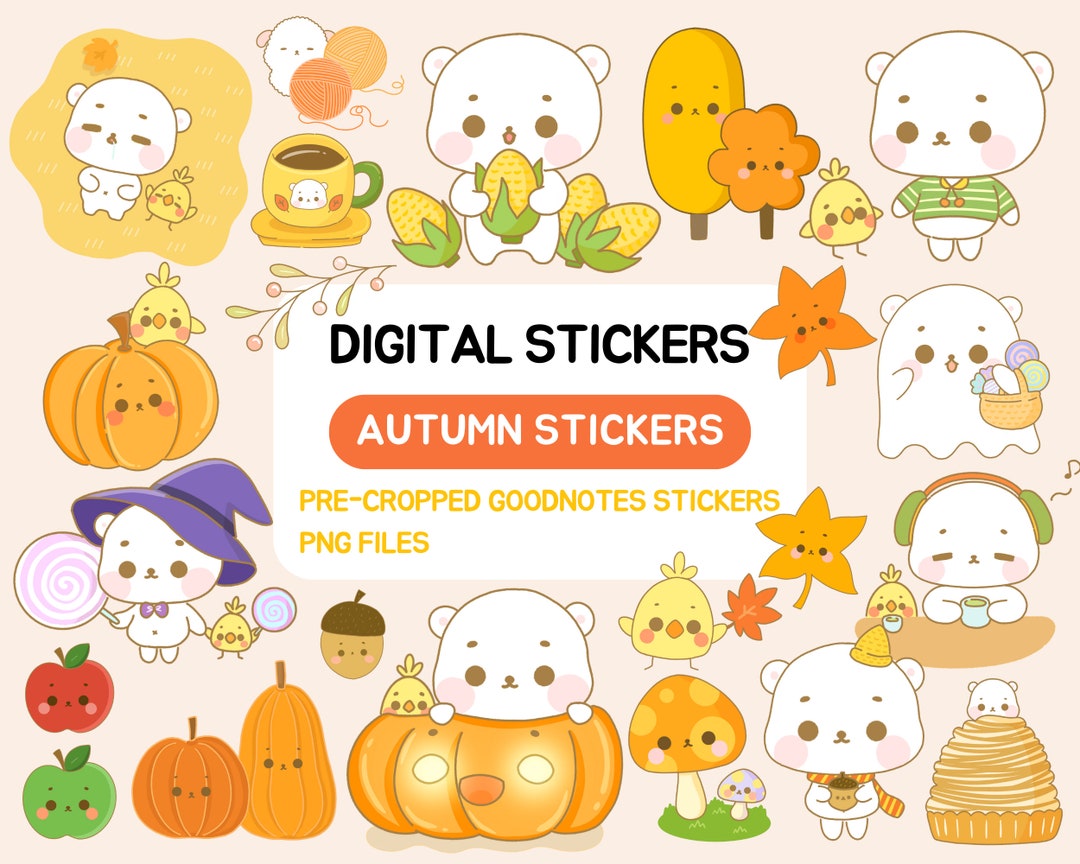 Autumn Digital Sticker Bundle Kawaii Digital Sticker Book for Digital ...