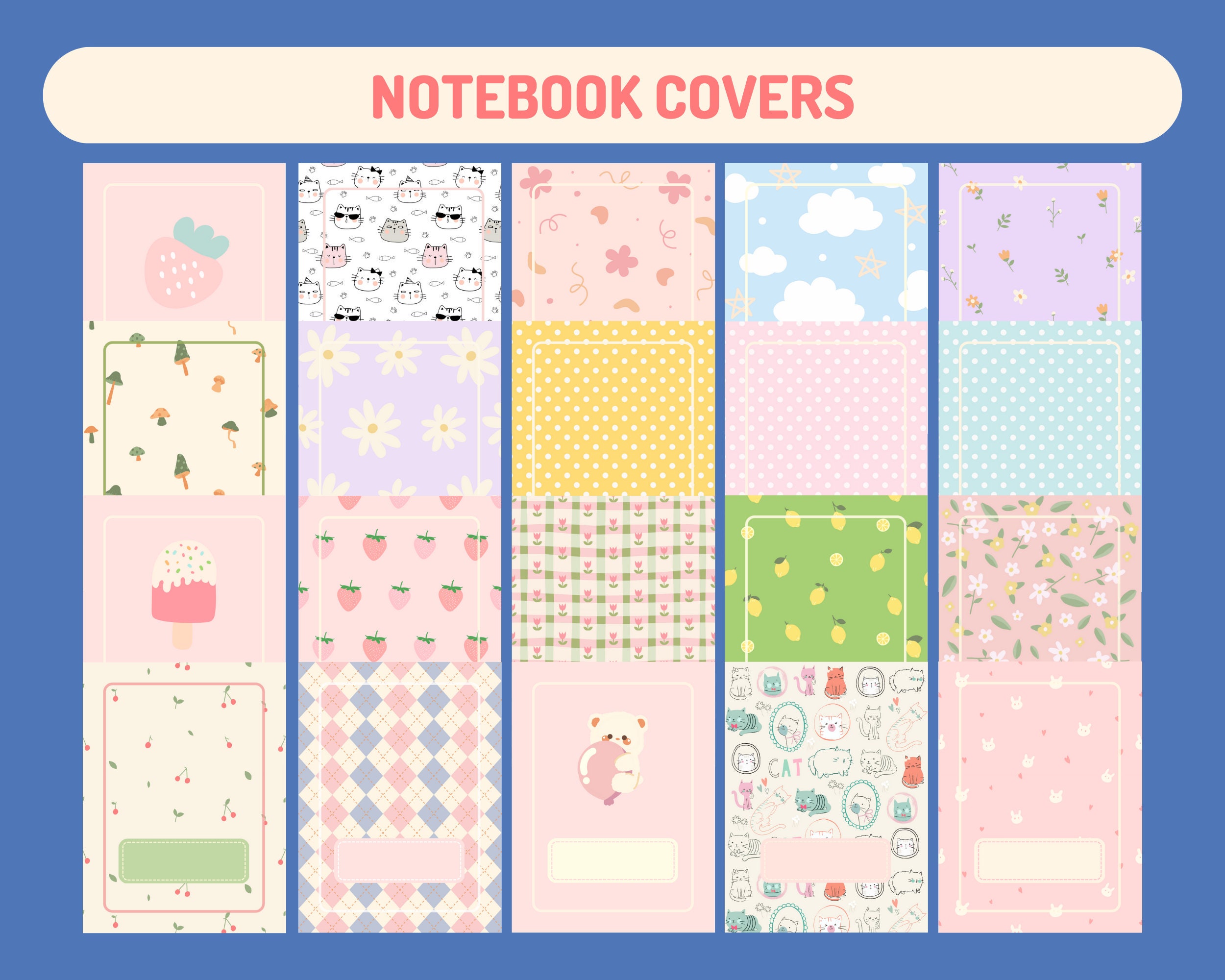 Cute Pink Digital Notebook Bundle Kawaii Digital Stickers for Digital ...