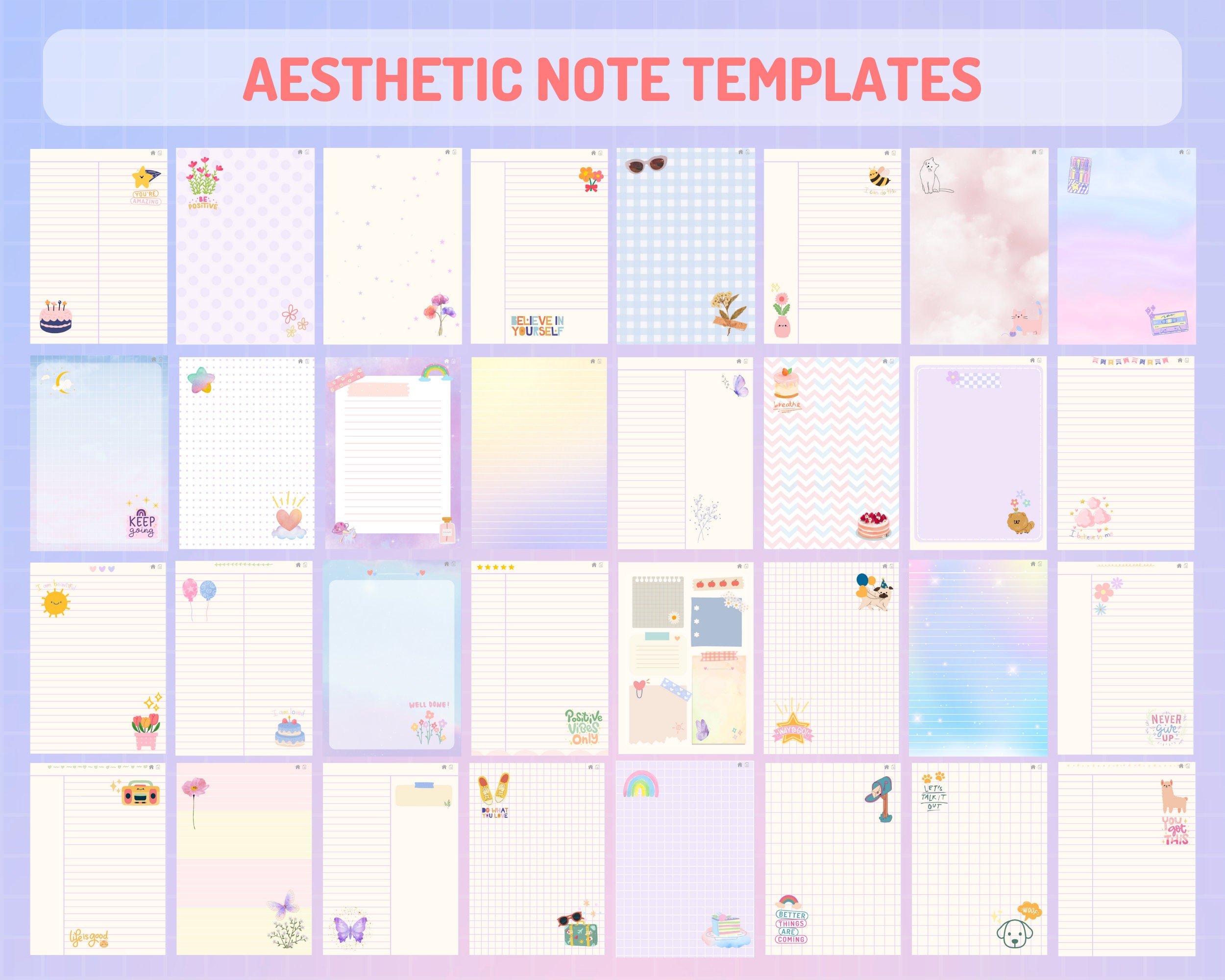 Cute Pastel Digital Notebook Bundle Kawaii Digital Stickers for Digital ...
