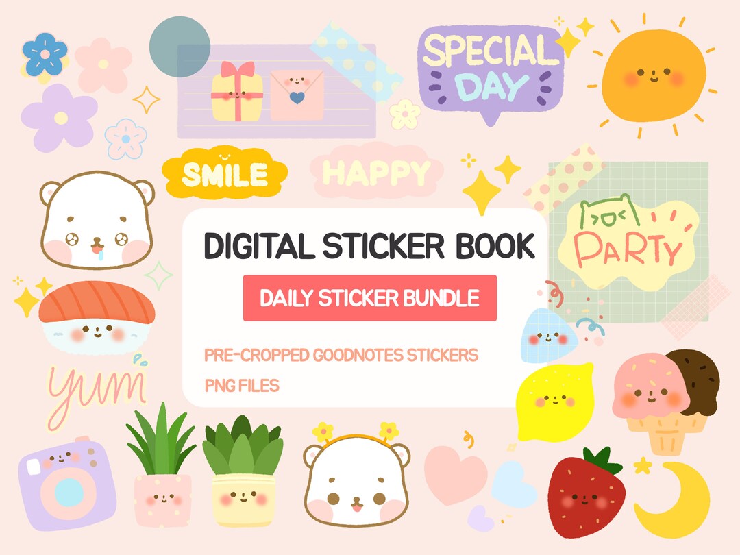 Cute Digital Sticker Bundle Kawaii Digital Sticker Book for Digital ...