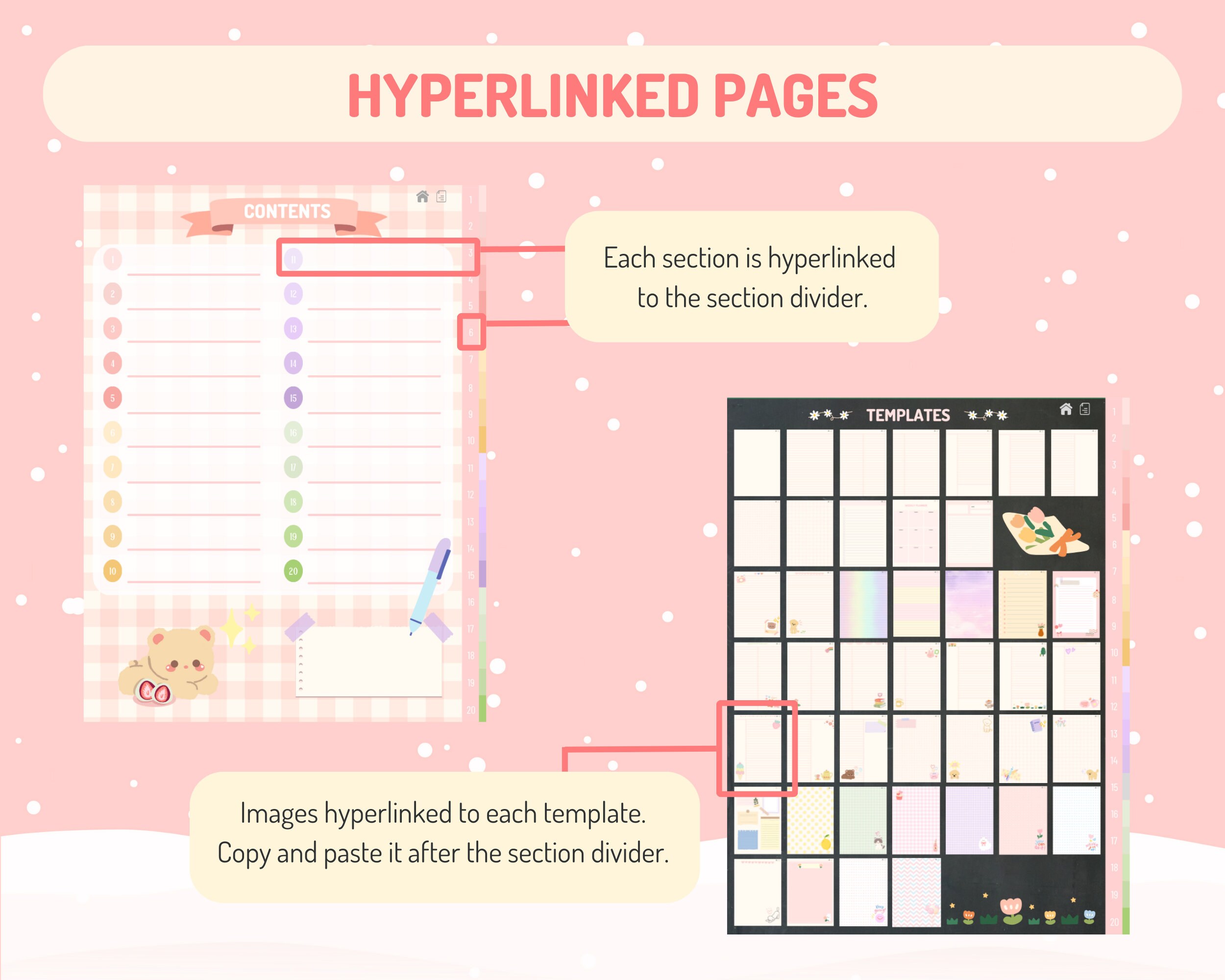 Cute Pink Digital Notebook Bundle Kawaii Digital Stickers for Digital ...