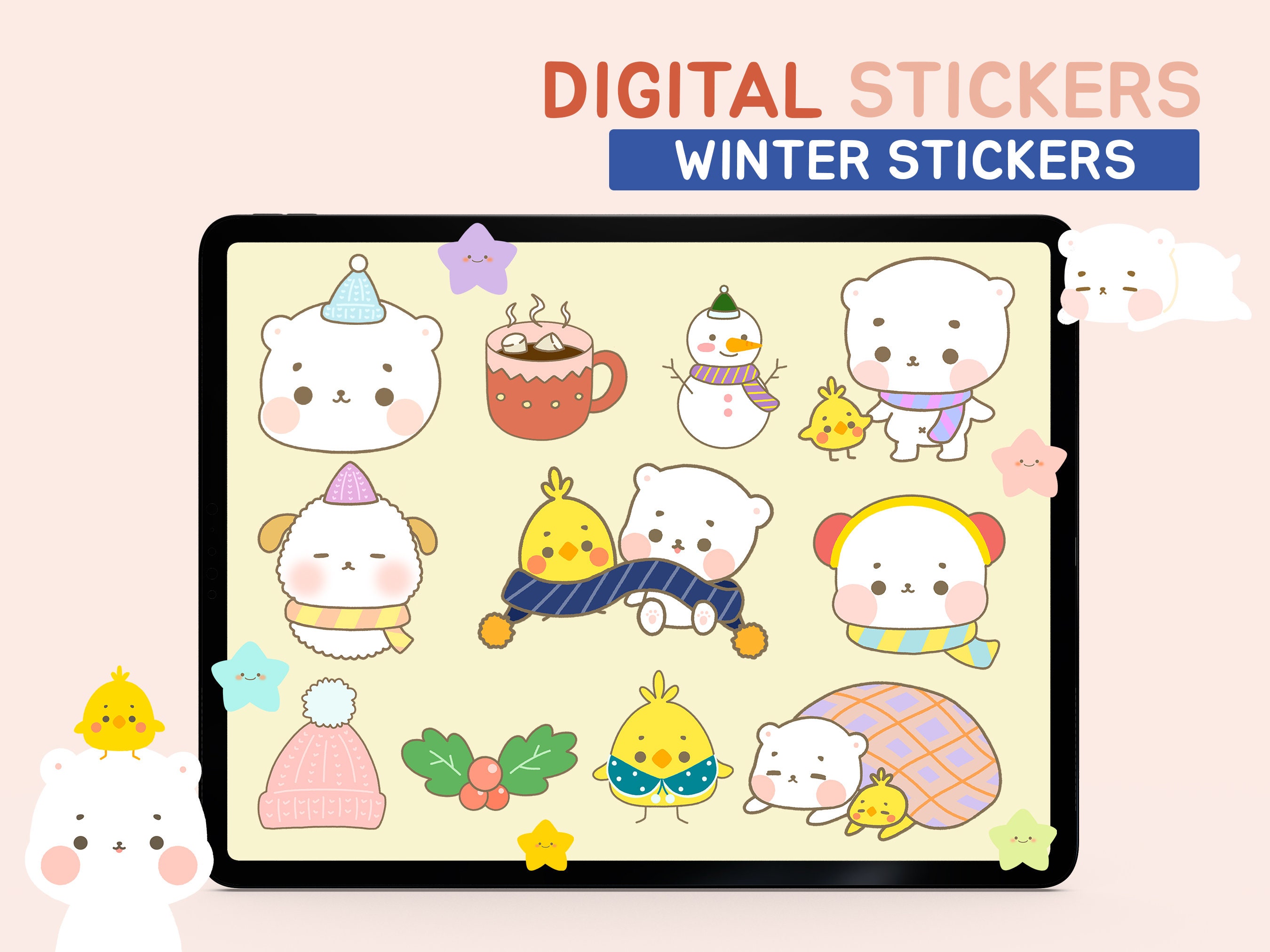 Cute Winter Digital Stickers Kawaii Digital Stickers for Digital ...