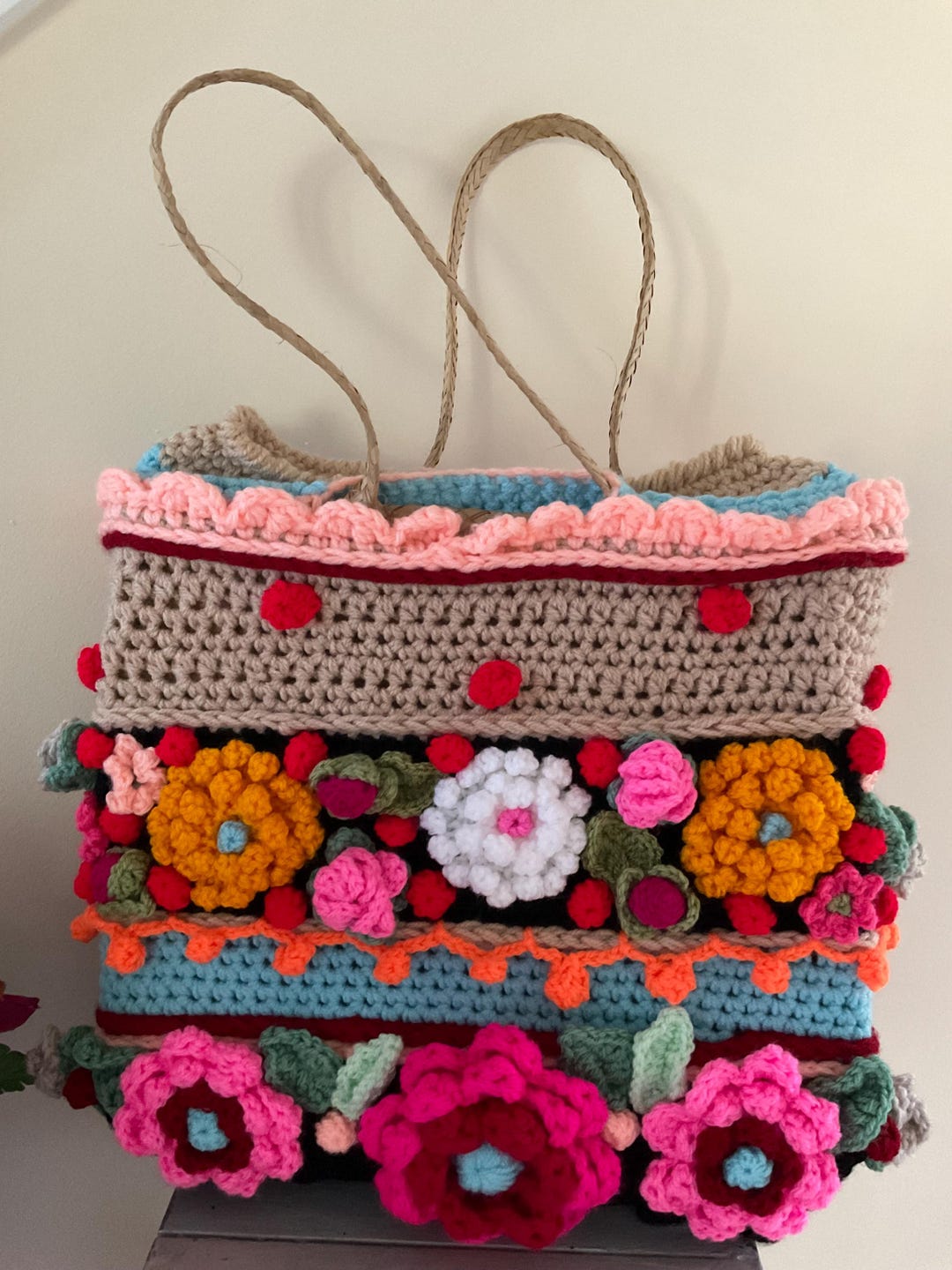 Large Straw Bag With Handmade Crochet Cover - Etsy