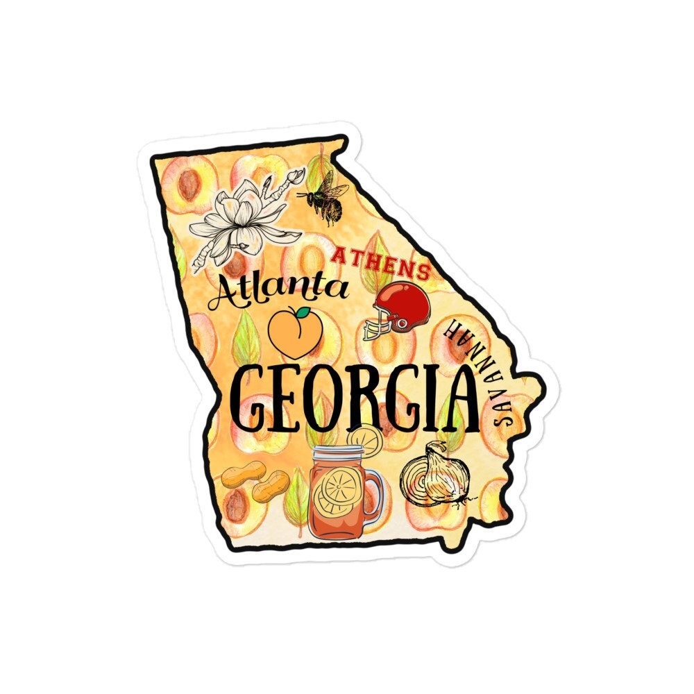 Georgia Sticker, Peach Sticker, Atlanta Sticker, Sweet Tea Sticker ...