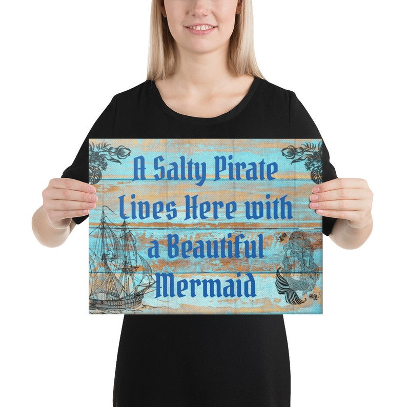 Mermaid Art, Beach House Wall Art, A Salty Pirate Lives Here With a ...