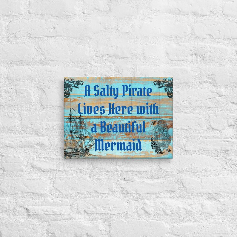 Mermaid Art, Beach House Wall Art, A Salty Pirate Lives Here With a ...