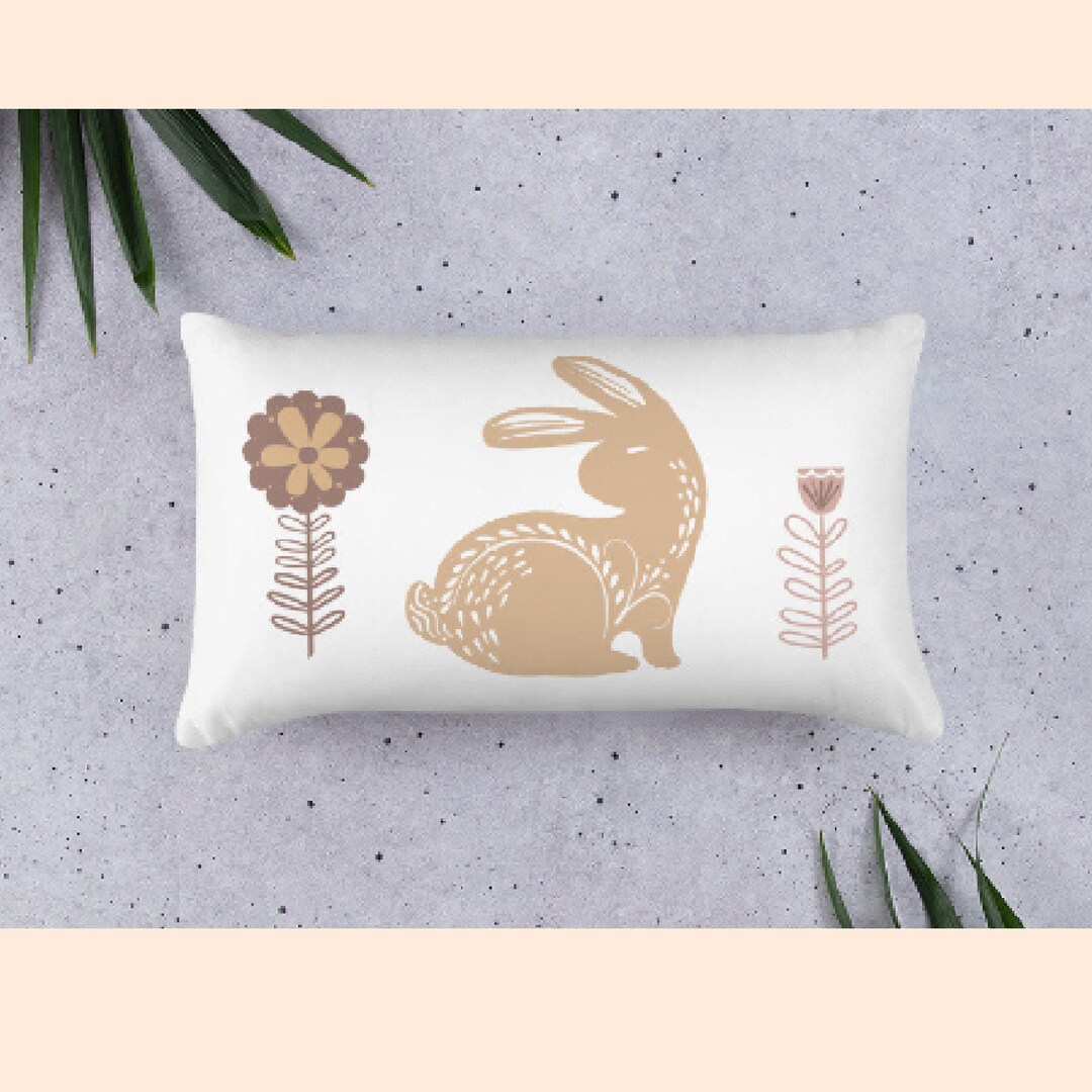 Scandinavian Rabbit Pillow Nordic Rabbit Design Nature - Etsy