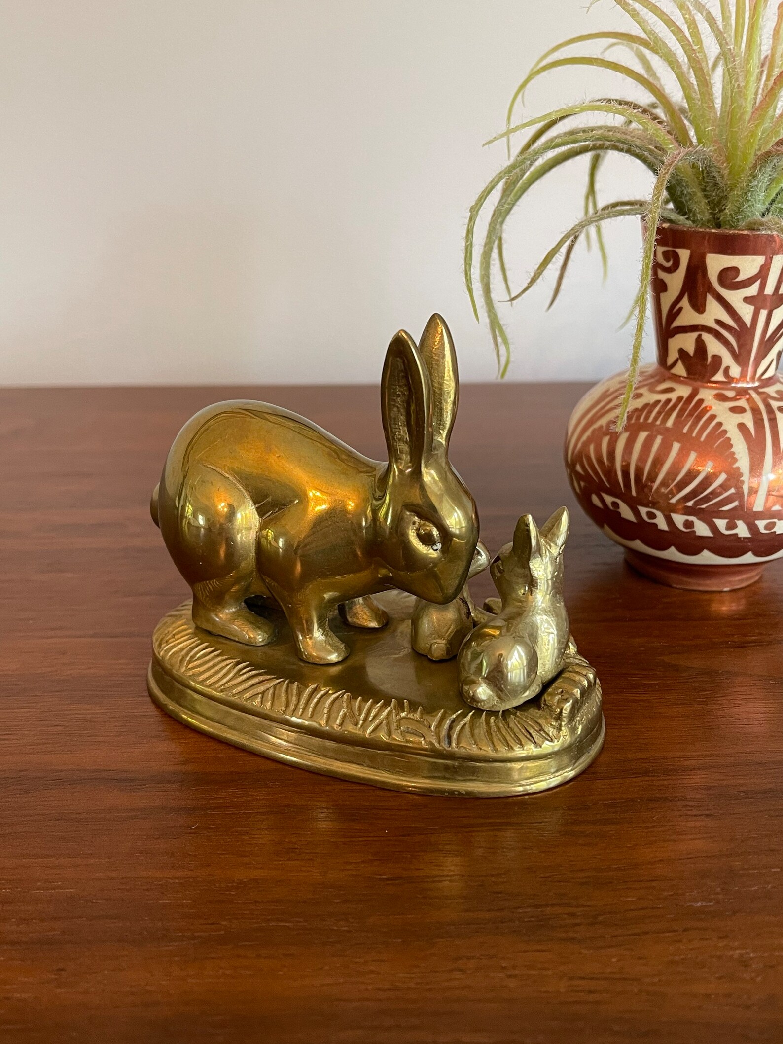 Vintage Rare Brass Rabbits Easter Bunny Rabbit Statue Brass Rabbit ...
