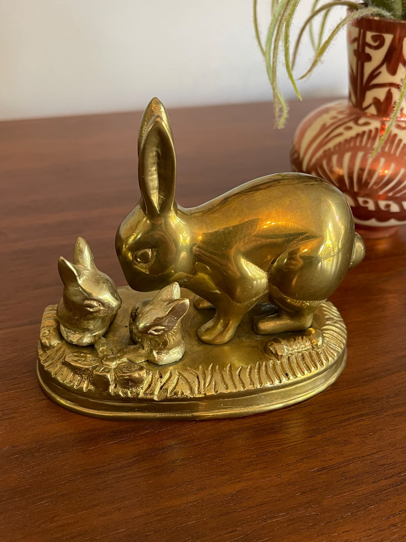 Vintage Rare Brass Rabbits Easter Bunny Rabbit Statue Brass Rabbit ...