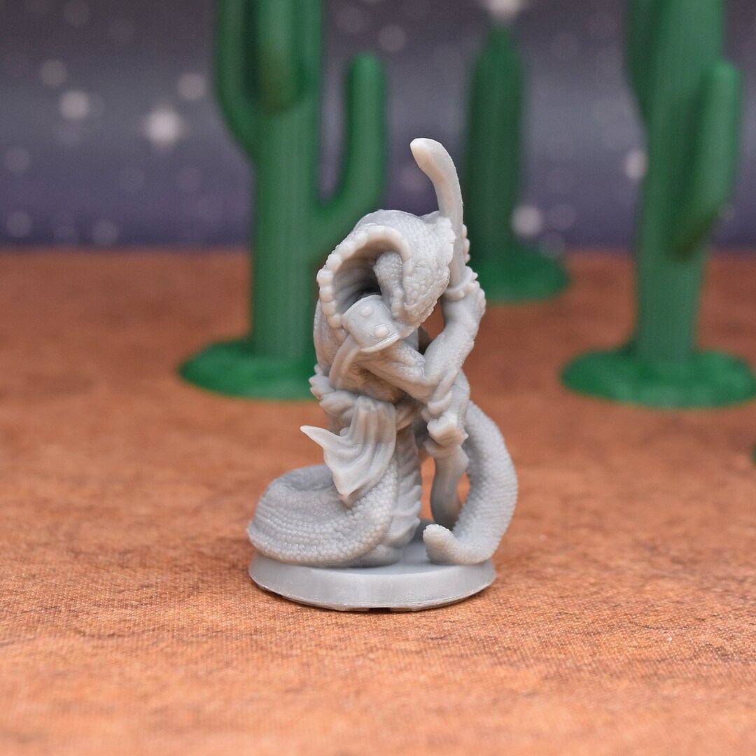 Unpainted Miniature Snakefolk Cobra Warrior Dnd Miniature for Tabletop ...