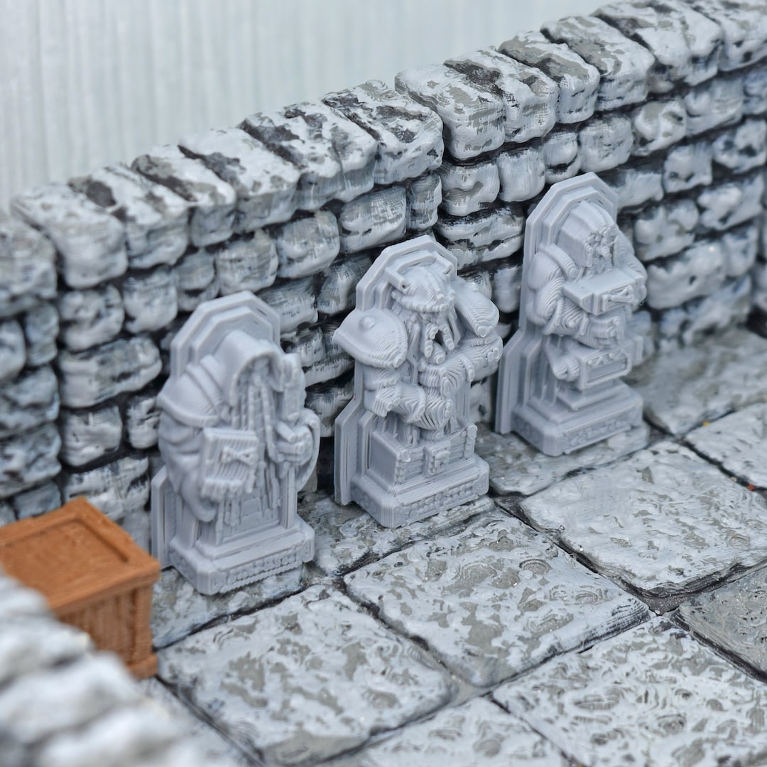 Dnd Miniature Dwarven Statue Sets 3d Printed Tabletop Terrain Pieces ...