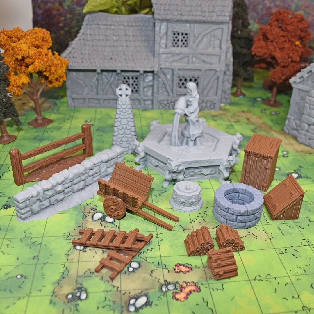 Dnd Miniatures Set Village Encounter Unpainted Dnd Terrain Figures for ...