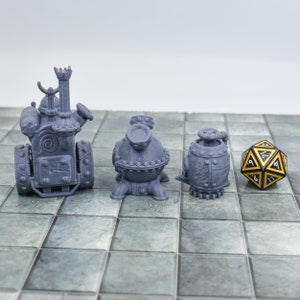 Dnd Terrain Set of Steampunk Wheeled Engine and Small Boilers Scatter ...