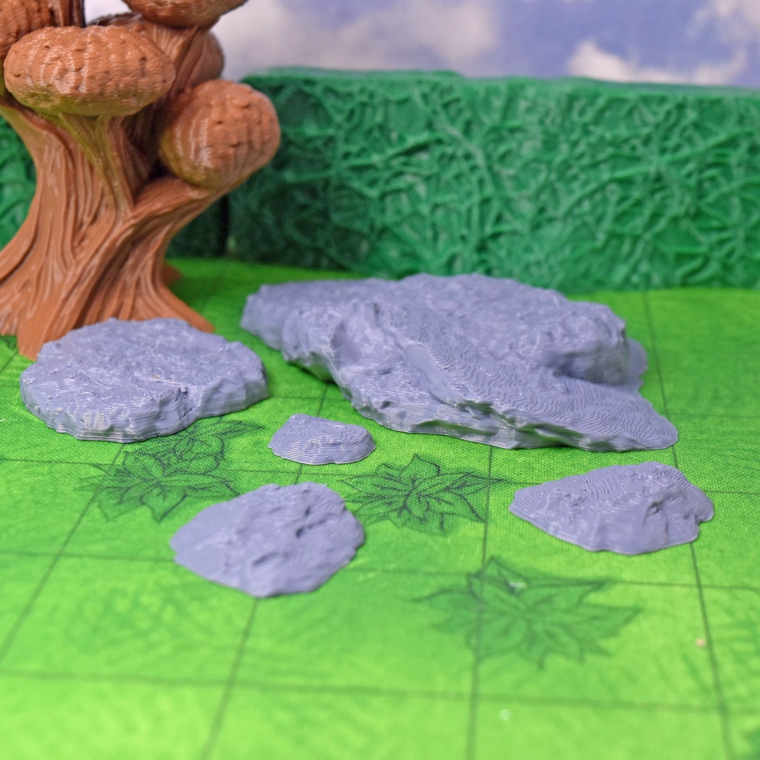 Dnd Terrain Flat River Rocks Wargaming Tabletop Terrain Pieces for Use ...