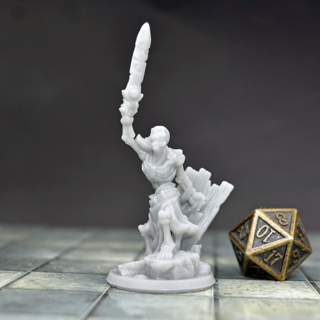 Dnd Undead Skeleton Miniature With Sword Raised Unpainted Miniatures ...