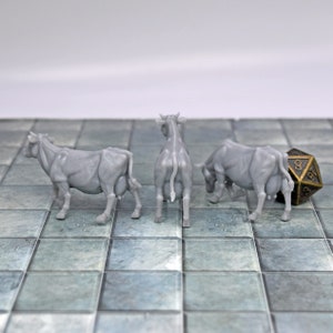Dnd Miniature Set of Cows Farm Animal Unpainted Miniatures for Tabletop ...