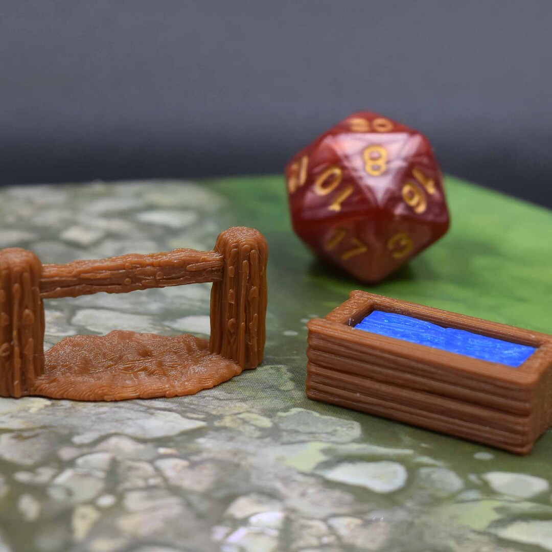 Dnd Miniature Terrain Hitching Post and Trough 28mm Fantasy Terrain ...