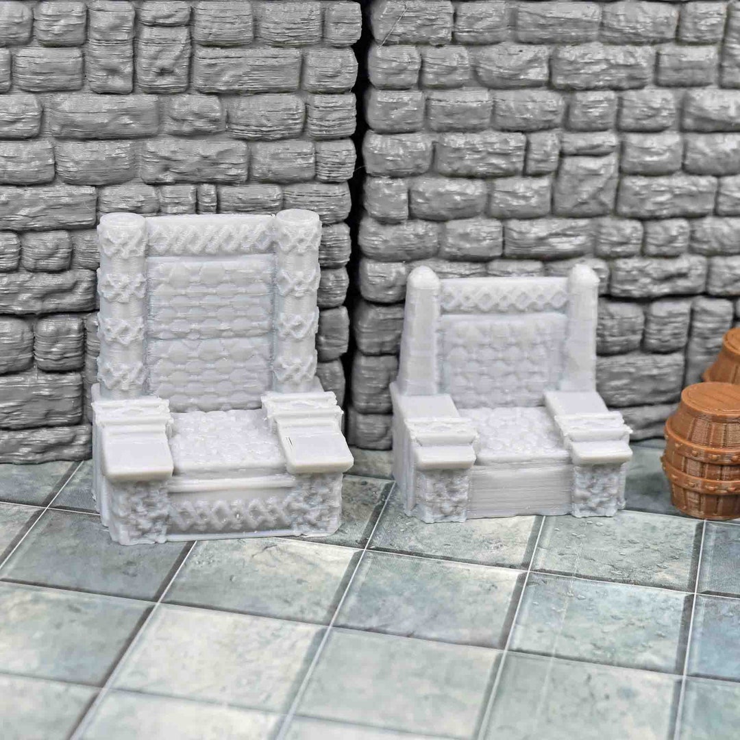 Miniature Dwarven Throne and Chair for Tabletop Miniature RPG Games ...