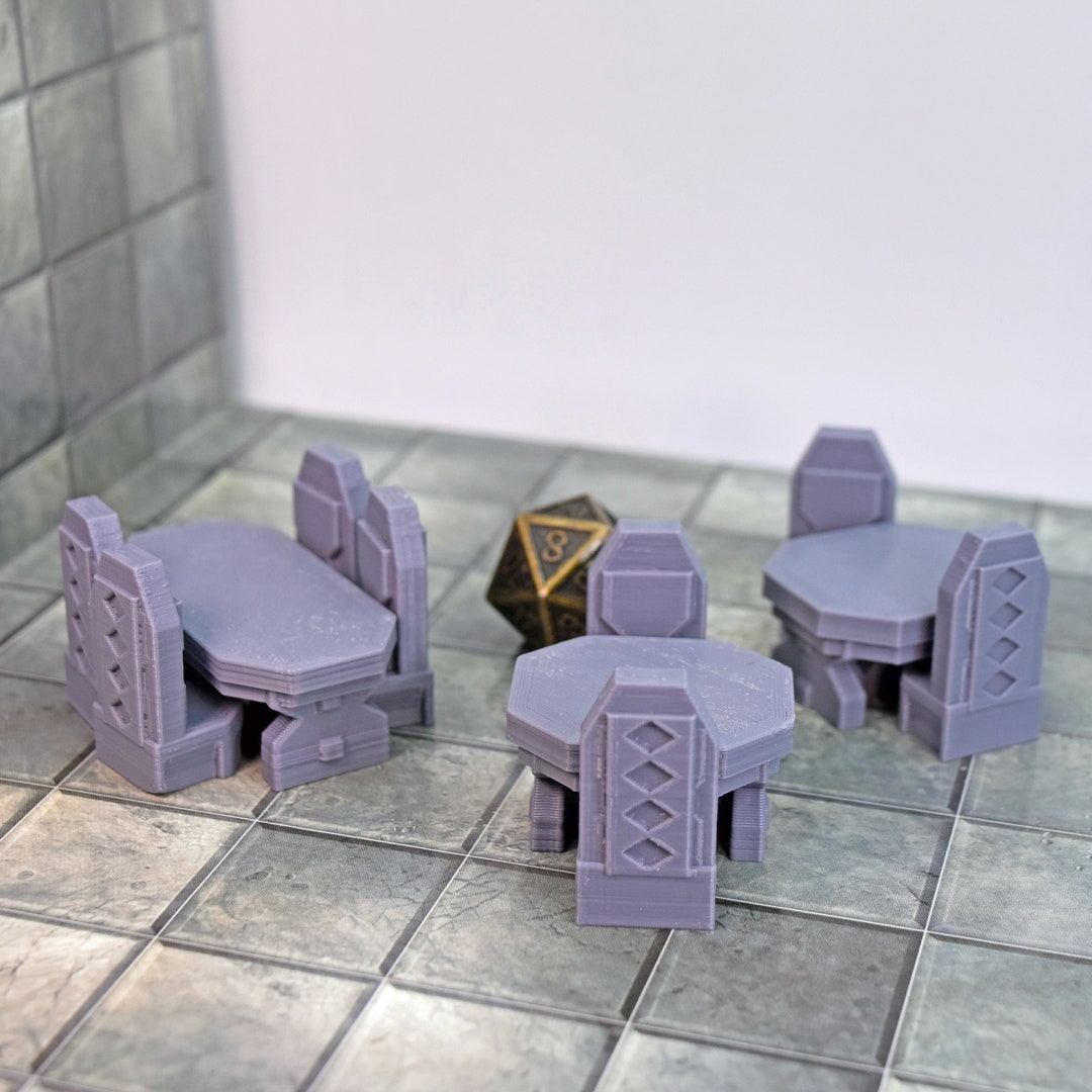 DND Miniatures Set of Dwarven Table and Chairs Tabletop Terrain Pieces ...