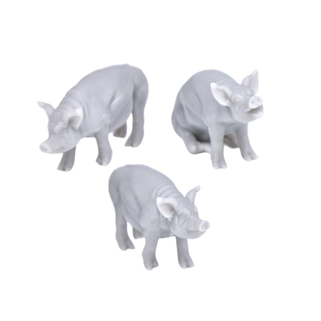 Dnd Miniature Set of Pigs Farm Animal Unpainted Miniatures for Tabletop ...