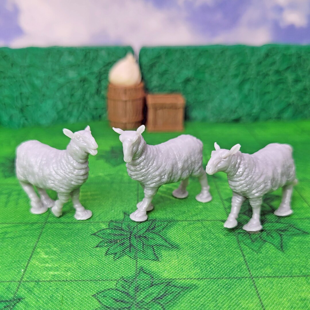 Dnd Miniature Set of Sheep Farm Animal Unpainted Miniatures for ...
