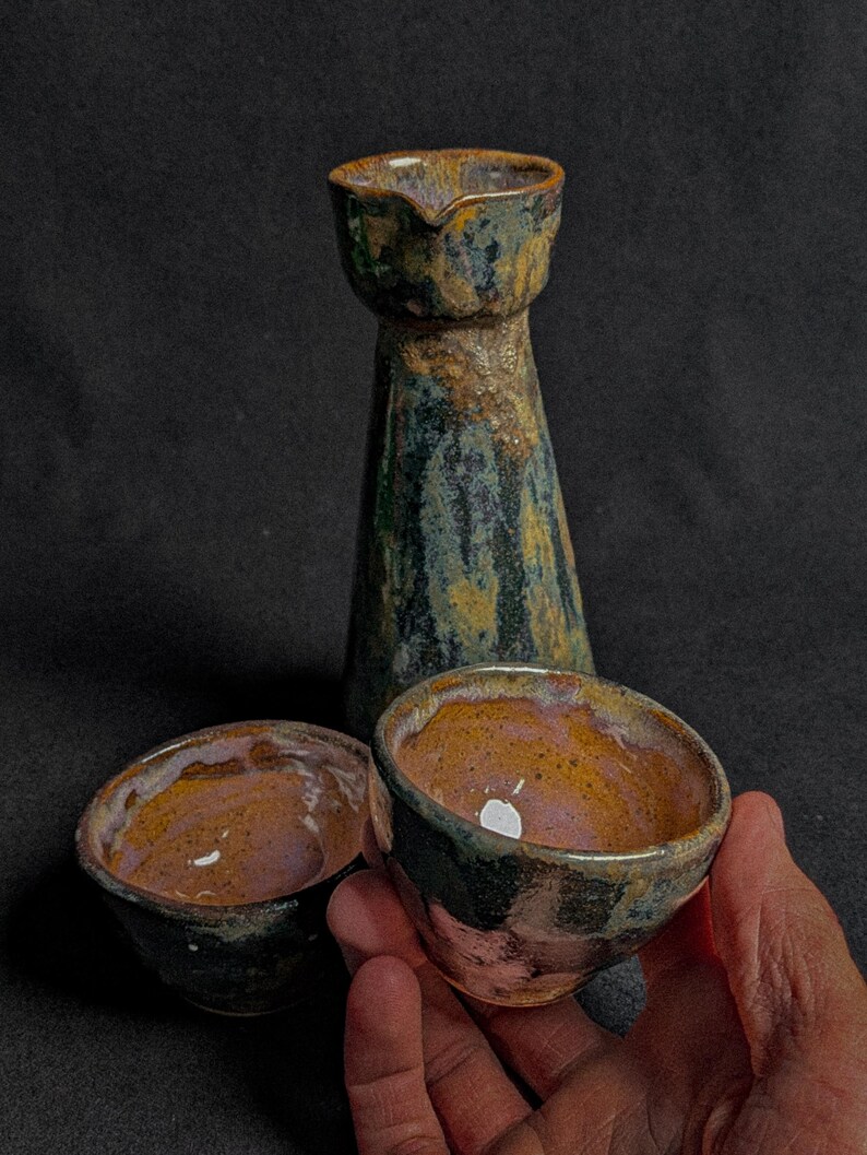 Ceramic Handmade Sake Set With Two Cups - Etsy
