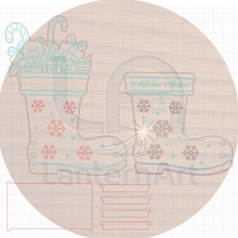 Santa Claus Boot Laser Cut File SVG | Christmas Decoration Craft ...
