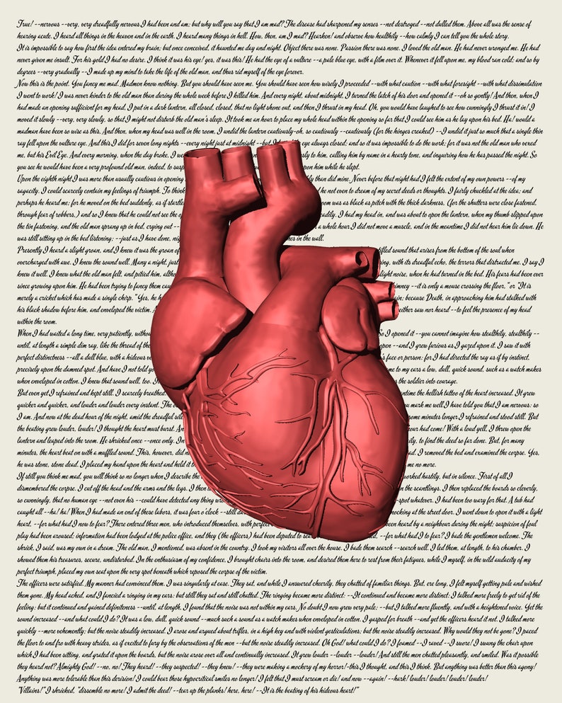 Digital File the Tell-tale Heart by Edgar Allan Poe With Red Heart - Etsy