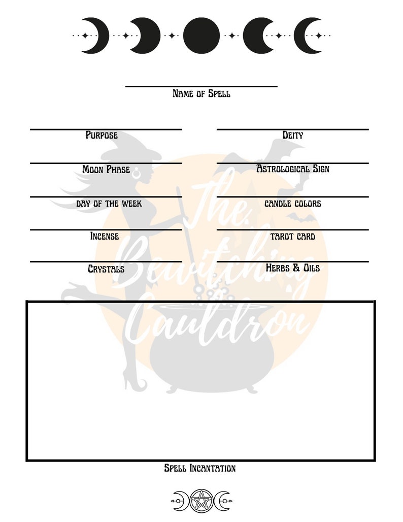 Printable Spell Worksheet for Your Book of Shadows - Etsy