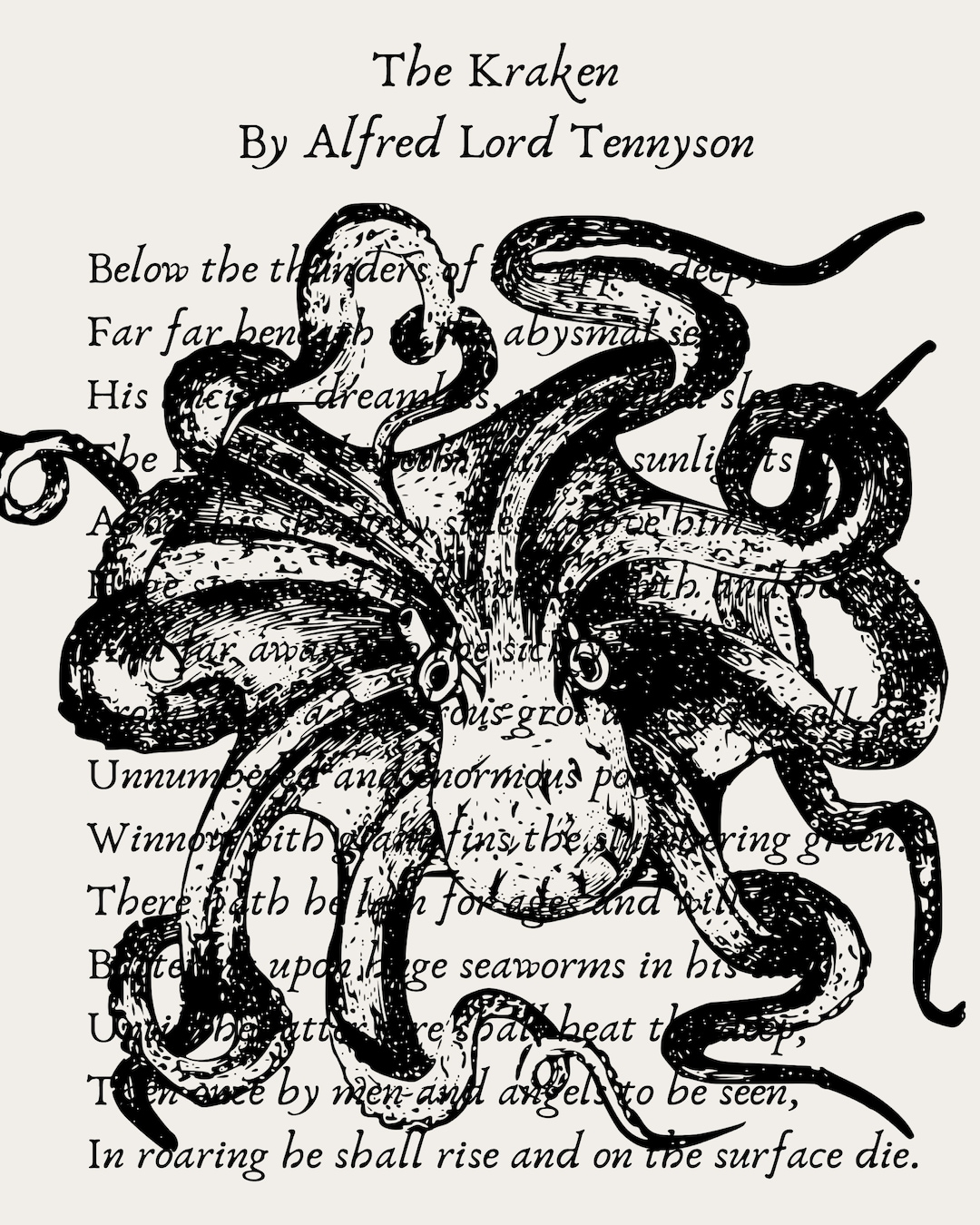 Digital Art Print the Kraken by Alfred Lord Tennyson - Etsy
